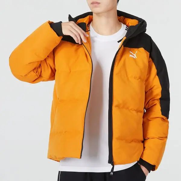PUMA Colorblock Padded Down Jacket - Orange/black