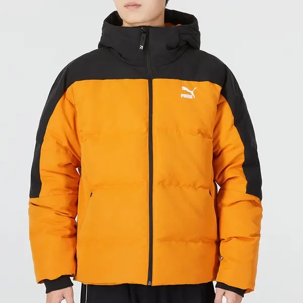 PUMA Colorblock Padded Down Jacket - Orange/black