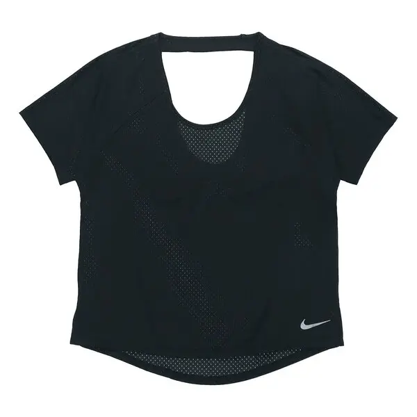 Nike Breathe Miler Running Short Sleeve Performance Top - Black
