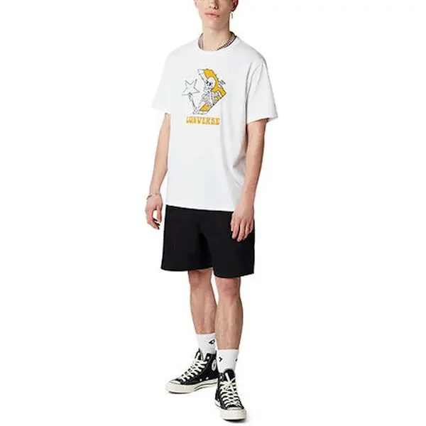 CONVERSE Skeleton Printing Knit Round Neck Short Sleeve
