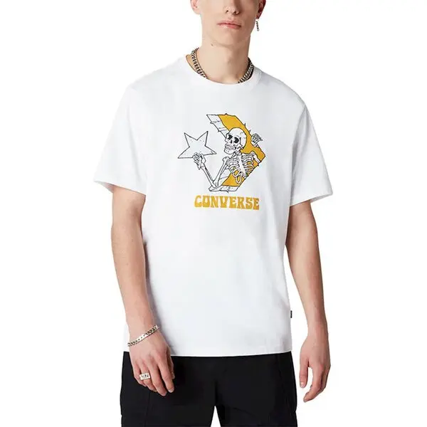 CONVERSE Skeleton Printing Knit Round Neck Short Sleeve