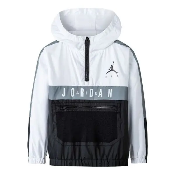 JORDAN Air Color-block Hooded Jacket - White/black