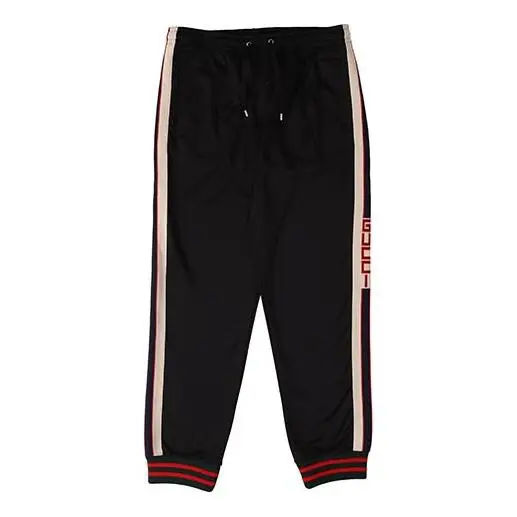 Gucci Classic High-tech Knit Colorblock Casual Bundle Feet Sports Long Pants Black - Multi-color