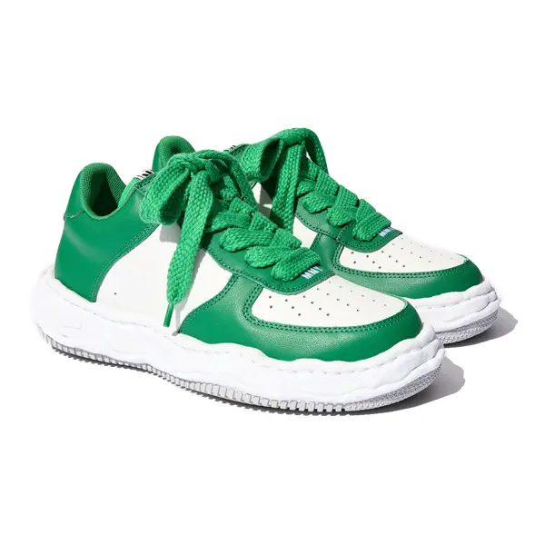 Mihara Yasuhiro Wayne Og Sole Leather Low-top Sneaker - White/green