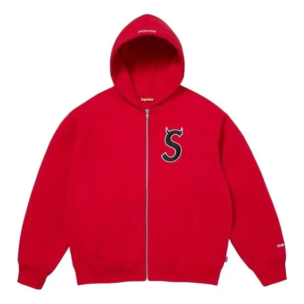 Supreme Ss26 Devil Logo Zip Up Hooded Sweatshirt - Red
