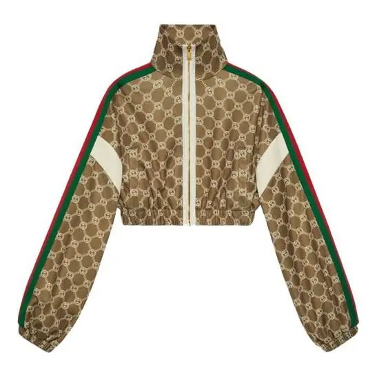 Gucci Interlocking G Zipper Jacket - Olive Green/ivory/green