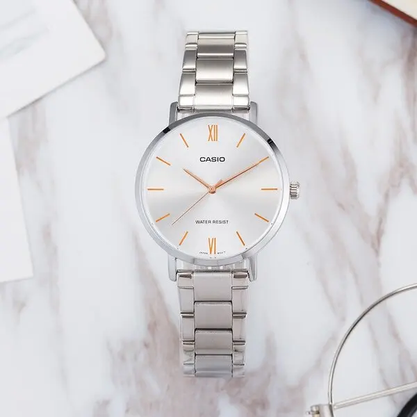 Casio Quartz Analog Watch With Stainless Steel Bracelet - Silver