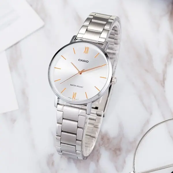 Casio Quartz Analog Watch With Stainless Steel Bracelet - Silver