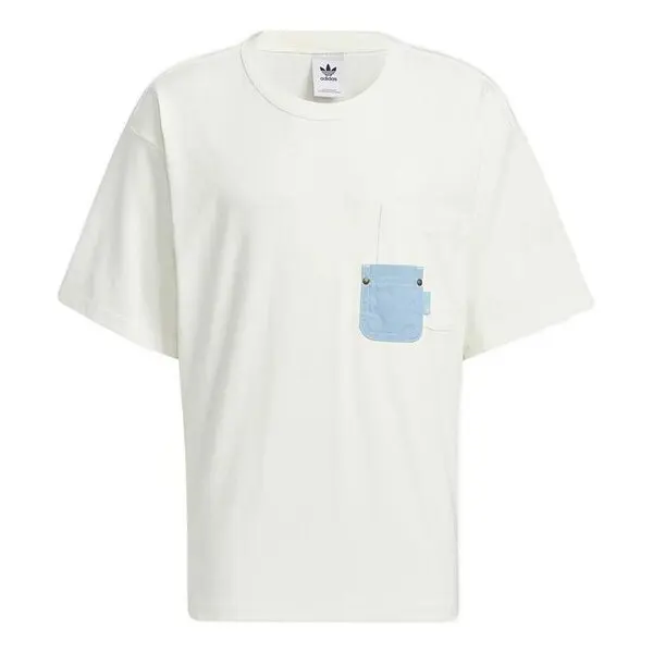 Adidas Originals Colorblock Pocket Casual Round Neck Short Sleeve White T-shirt - Default Color