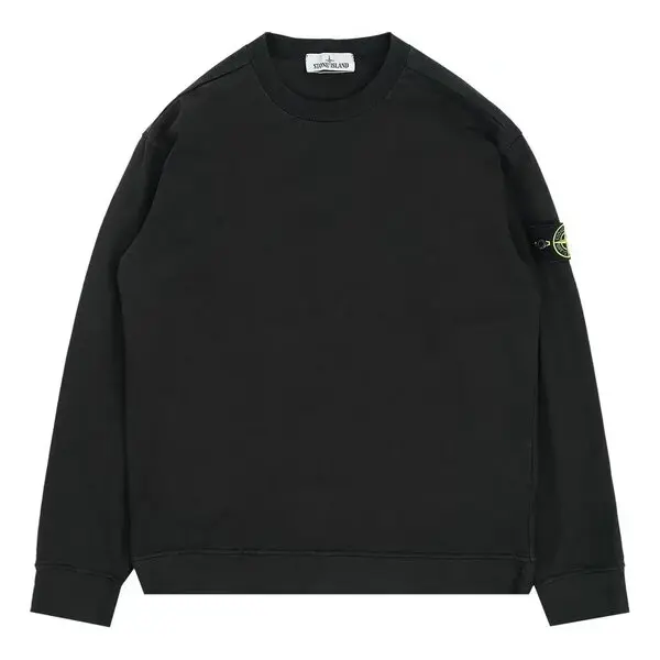 Stone Island Logo Patch Long Sleeve T-shirt - Black