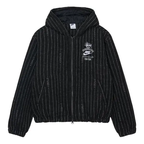 Nike X Stüssy Striped Wool Zip-up Jacket - Black