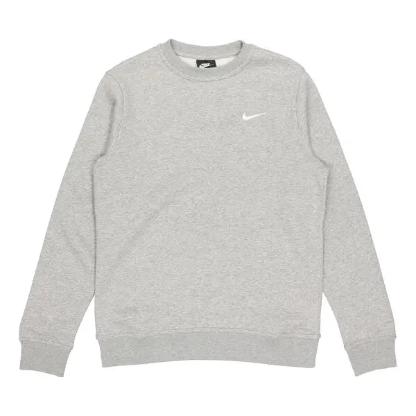 Nike Fleece Lined Embroidered Small Logo Classic Sports Sweatshirt - Grey