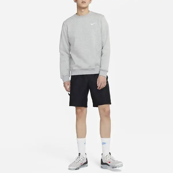 Nike Fleece Lined Embroidered Small Logo Classic Sports Sweatshirt - Grey