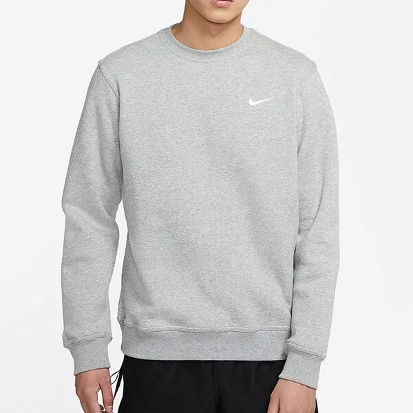 Nike Fleece Lined Embroidered Small Logo Classic Sports Sweatshirt - Grey