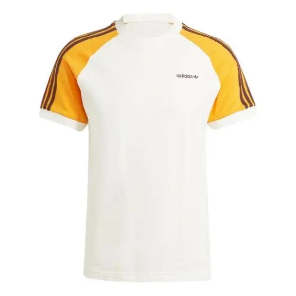 Adidas Originals '80s Premium 3-stripes T-shirt 'white Yellow' Asia Sizing - White/yellow