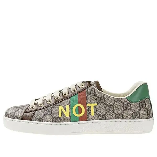 Gucci Ace Sneakers With "fake/not" Print - Beige/brown