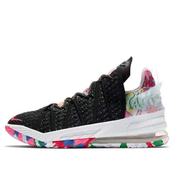 Nike Lebron 18 "james Gang" High Top Sneakers - Black/white/pink