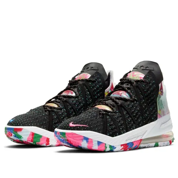 Nike Lebron 18 "james Gang" High Top Sneakers - Black/white/pink