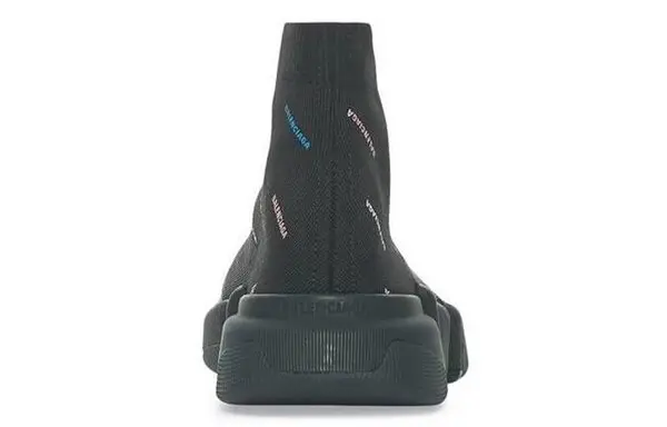 Balenciaga Speed 2.0 Sneakers 'recycled Knit Black With Multicolor Allover Logo - Black/multicolors