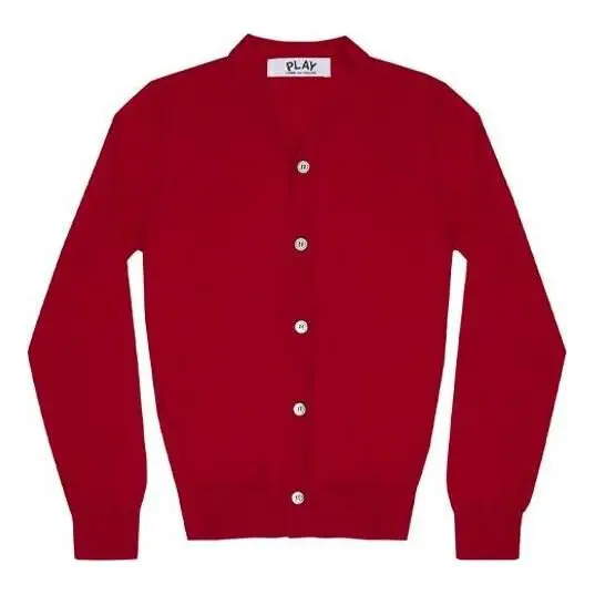 Play Comme Des Garcon Cardigan With Small Heart Detail - Red