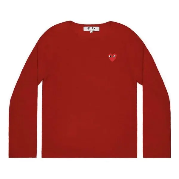 Play Comme Des Garcon Emblem Crewneck Sweater - Red