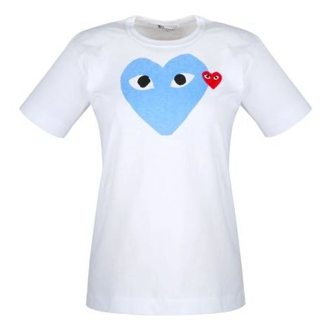 Play Comme Des Garcon T-shirt With Colored Heart Appliqu - White