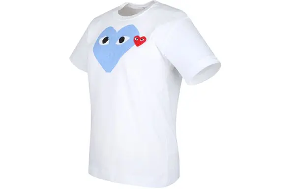Play Comme Des Garcon T-shirt With Colored Heart Appliqu - White