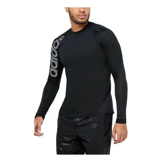 Adidas Logo Printing Round Neck Pullover Long Sleeves Black T-shirt