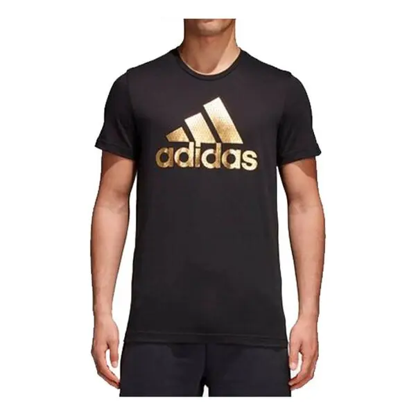 Adidas Logo Printing Sports Short Sleeve - Black