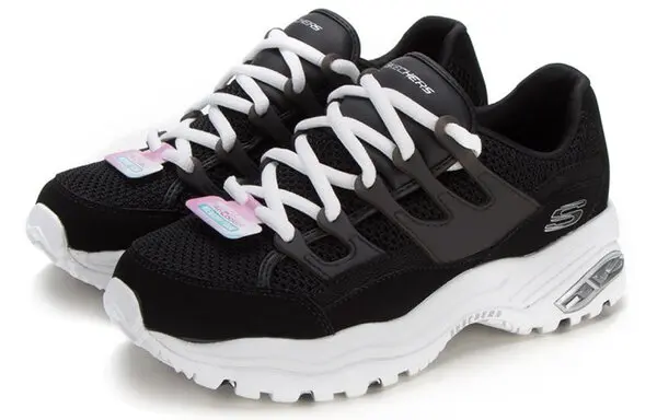 Sketchers D'lites Low Top Lace-up Sneakers - Black