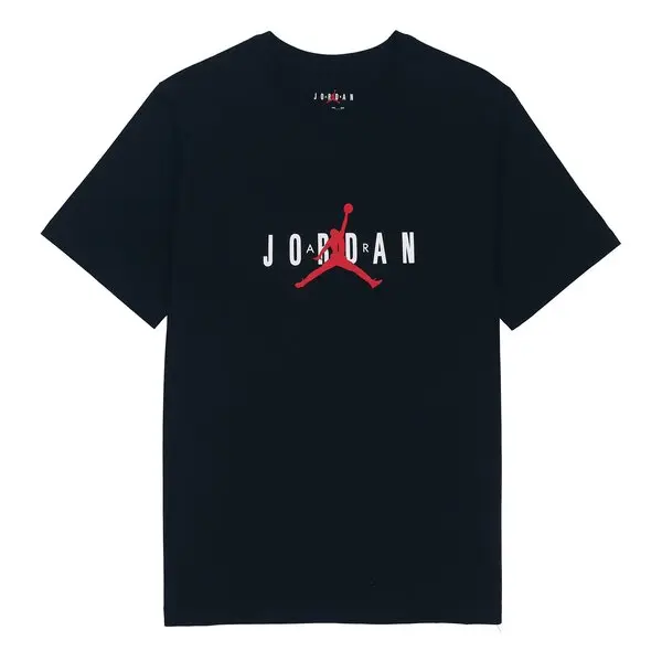 JORDAN Alphabet Flying Logo Printing Round Neck Casual Short Sleeve Black - Default Color