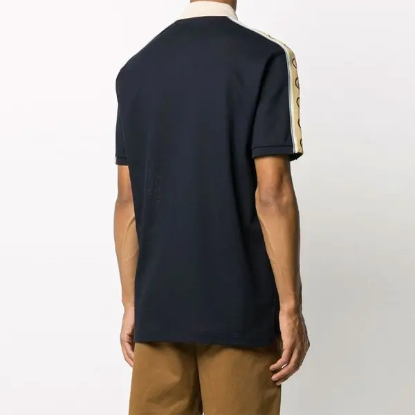 Gucci Interlock Double G Stripe Polo Shirt Navy Blue