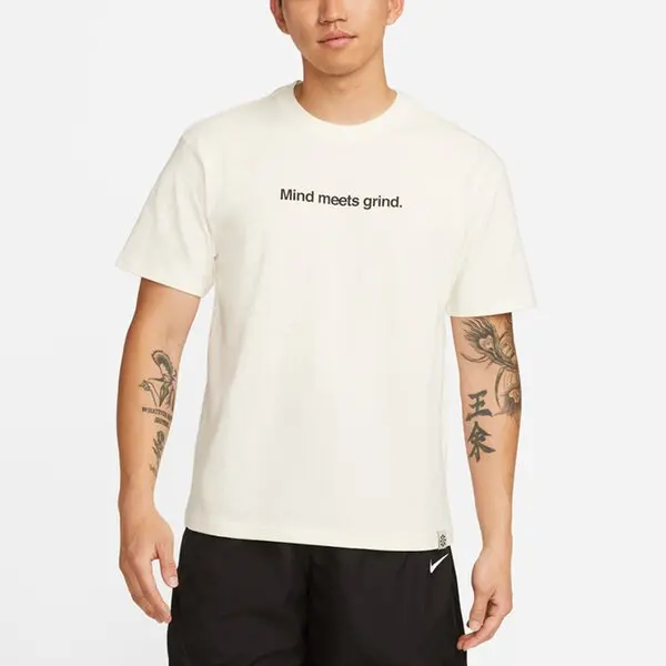 Nike Loose Pattern Printing Round Neck Casual Loose Short Sleeve Creamy White