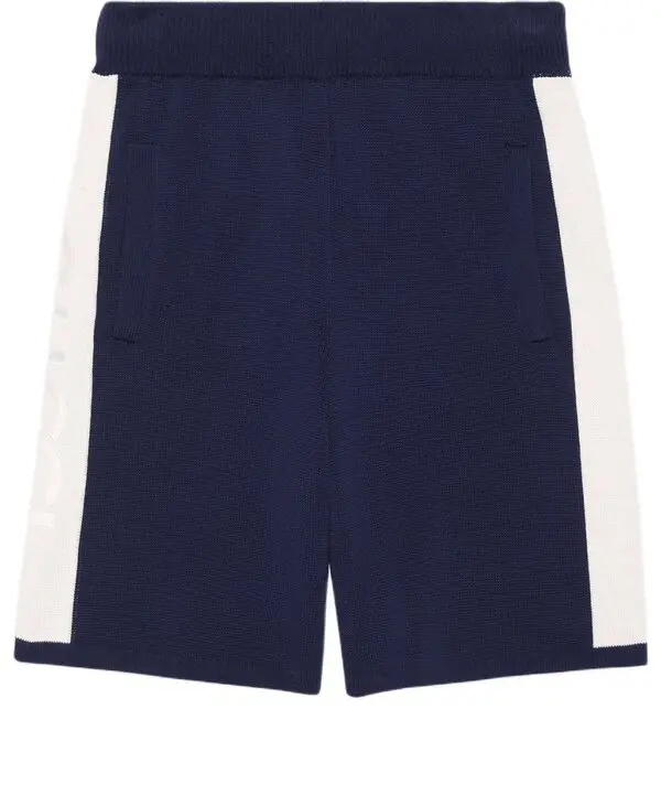 Gucci Cotton Knit Shorts - Blue/ivory