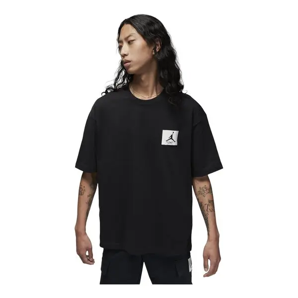 JORDAN Solid Color Patch Round Neck Short Sleeve Asia Sizing 'black - Default Color