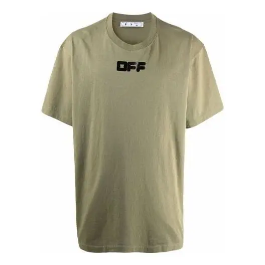 Off-White Logo Printing Round Neck Pullover Short Sleeve Loose Version Green - Multi-color