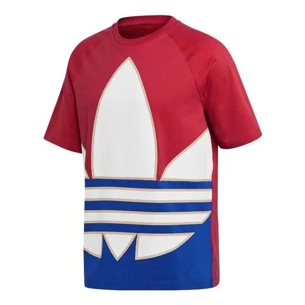 Adidas Originals Colorblock Large Logo Round Neck Casual Short Sleeve Red T-shirt - Default Color
