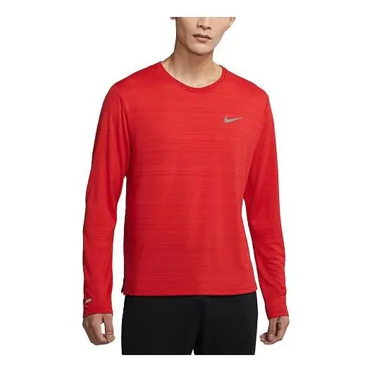 Nike Dri-fit Miler Long Sleeve Running Top - Red