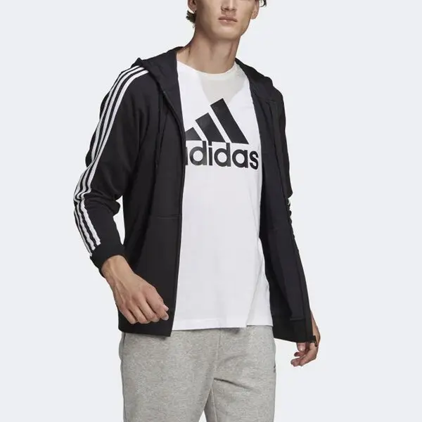 Adidas Training Zip-up Hooded Jacket With Signature Stripes