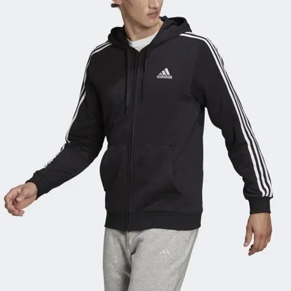 Adidas Training Zip-up Hooded Jacket With Signature Stripes