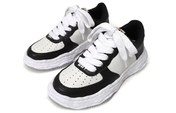Mihara Yasuhiro Wayne Og Sole Leather Low-top Sneakers - White/black