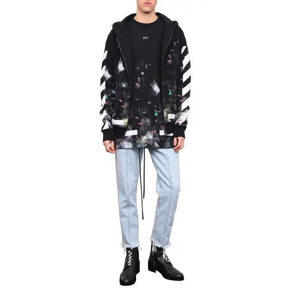 Off-White Graffiti Arrow Printing Full Zip Hoodie