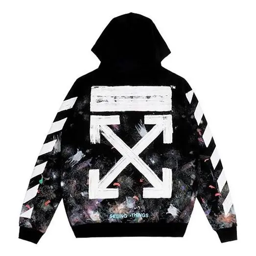Off-White Graffiti Arrow Printing Full Zip Hoodie - Black