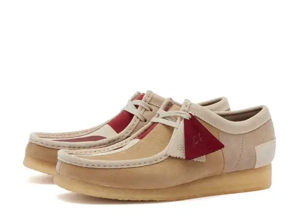 Clarks Wallabee "red Combi" Moccasin Shoes - Red/pink