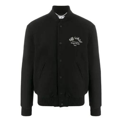 Off-White Fw20 Arrows Printing Baseball Jacket - Black