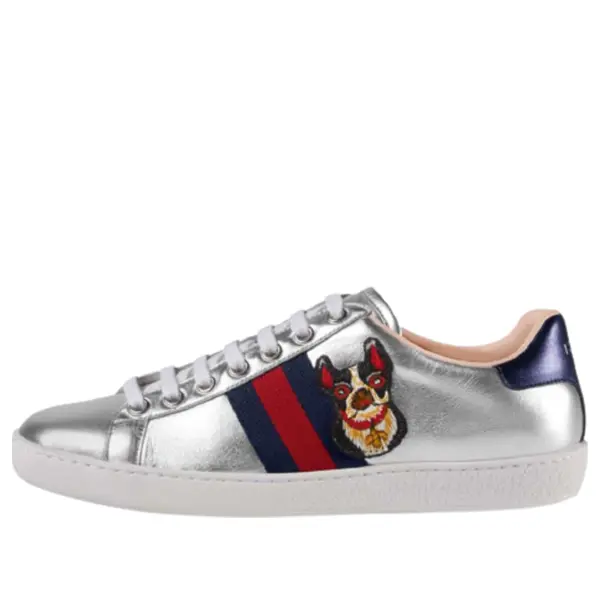Gucci Ace 'year Of The Dog' Sneakers - Metallic Silver