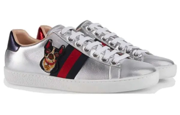 Gucci Ace 'year Of The Dog' Sneakers - Metallic Silver