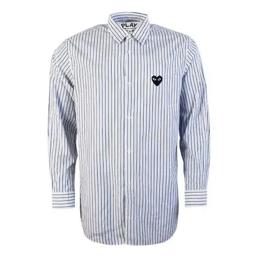 Play Comme Des Garcon Striped Shirt With Emblem - Blue