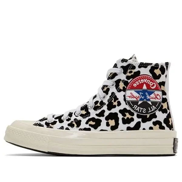 CONVERSE Chuck 70 Hi 'logo Play' Leopard Print Lace-up Sneakers - White/black/desert Ore