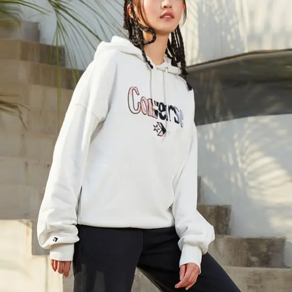 CONVERSE Logo Embroidered Fleece Hoodie